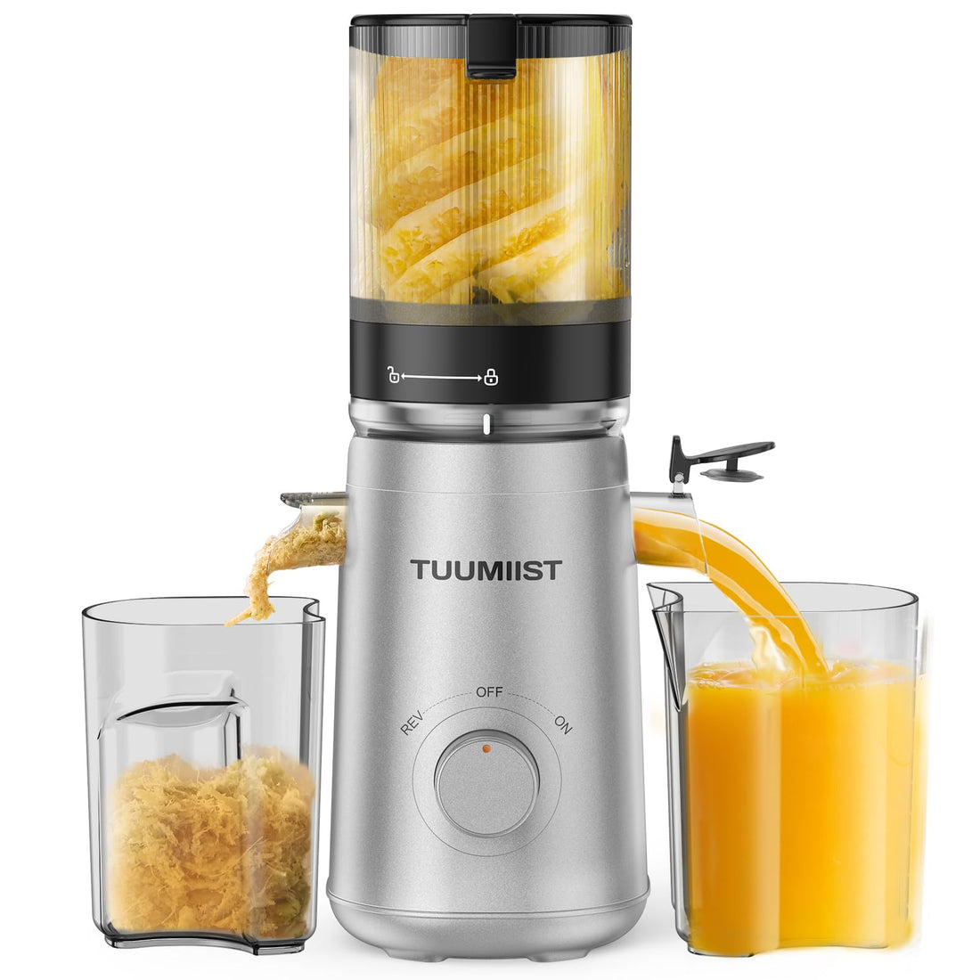 Juicer Machines, TUUMIIST Cold Press Juicer with 5.3" Extra Large Feed